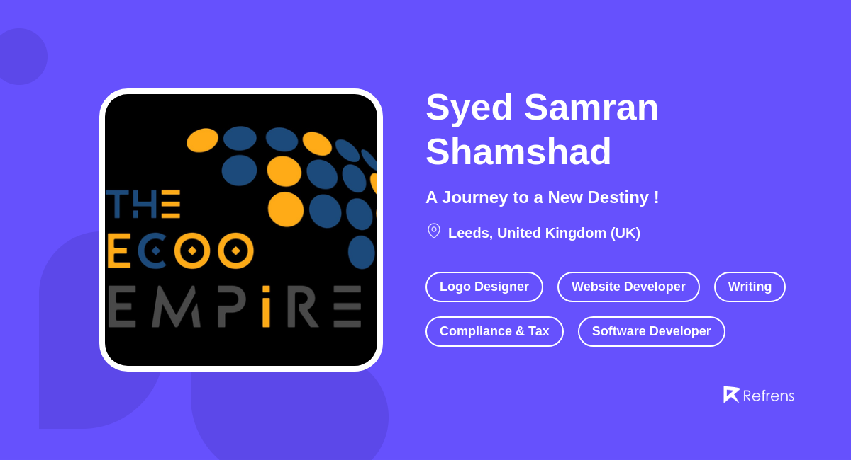 Syed Samran Shamshad, Leeds -Refrens