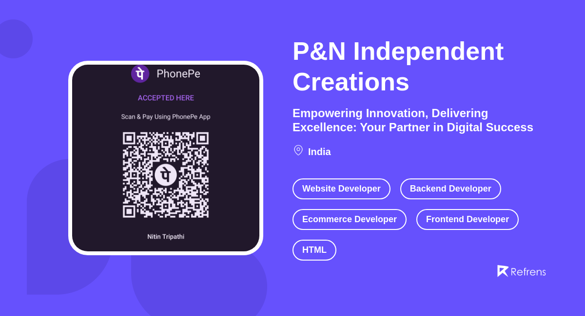 P&N Independent Creations | Website Developer -Refrens