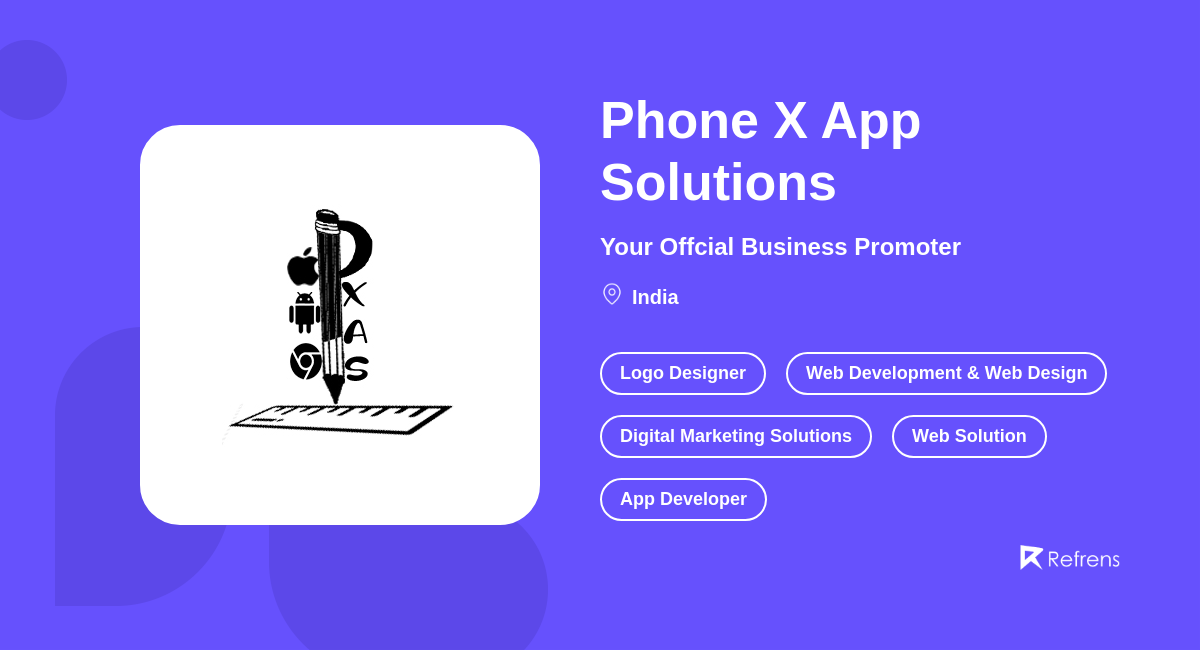 Phone X App Solutions | Logo Designer -Refrens