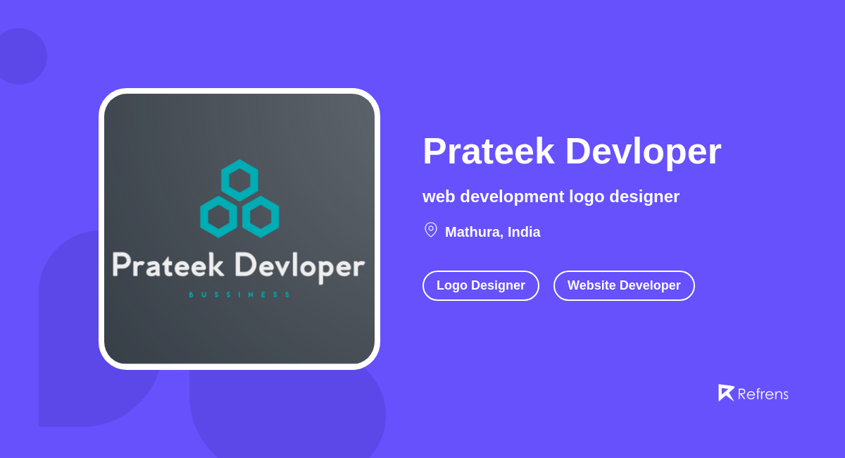 Prateek Devloper Website Developer Mathura Refrens 