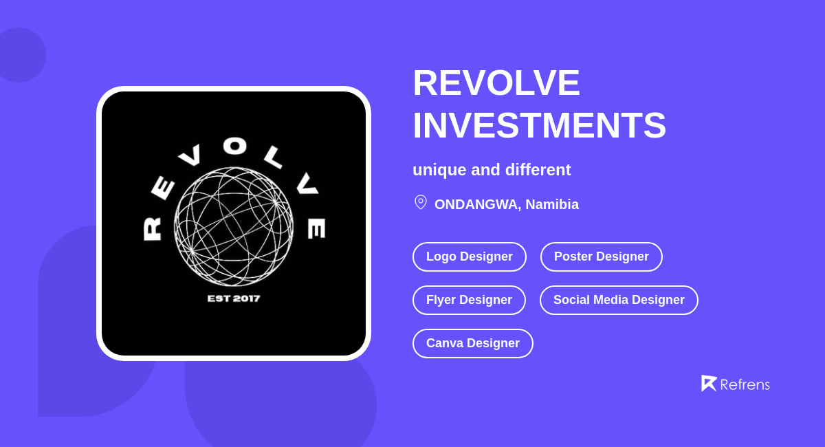 REVOLVE INVESTMENTS | Logo Designer, ONDANGWA -Refrens