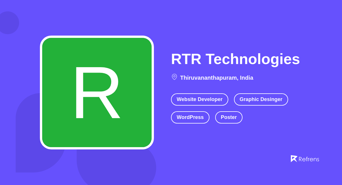 RTR Technologies | Website Developer, Thiruvananthapuram -Refrens