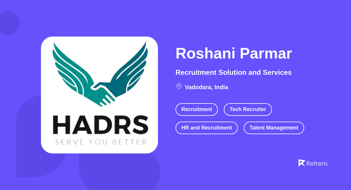 Roshani Parmar, Vadodara -Refrens