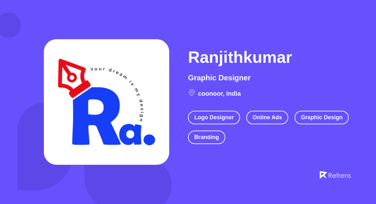 Ranjithkumar | Logo Designer, coonoor -Refrens