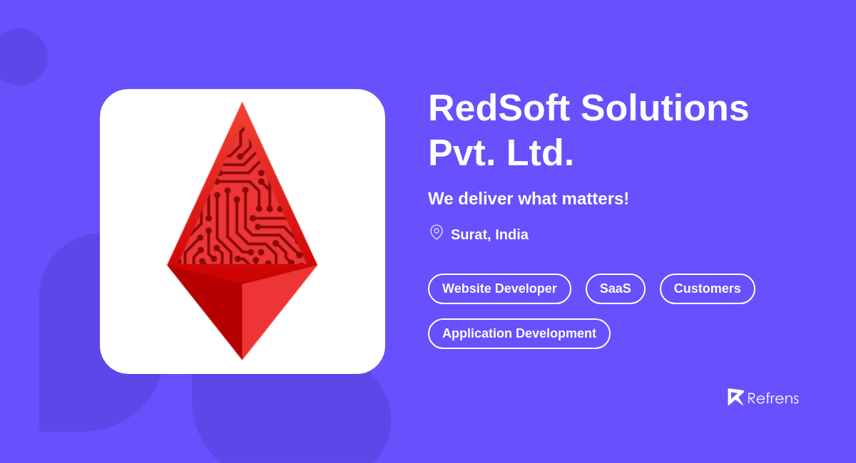 RedSoft Solutions Pvt. Ltd. | Website Developer, Surat -Refrens