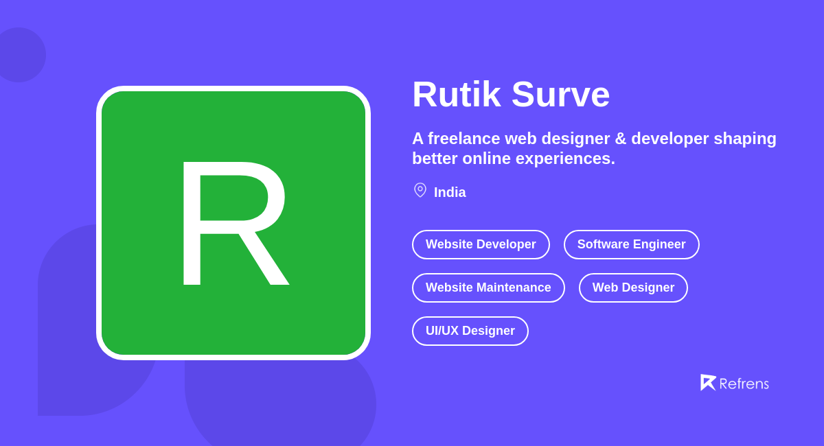 Rutik Surve | Website Developer -Refrens