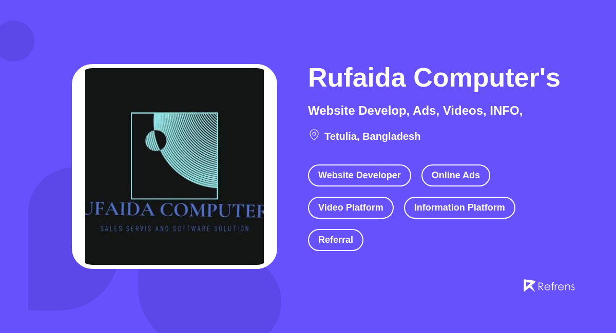 Rufaida Computer's | Website Developer, Tetulia -Refrens