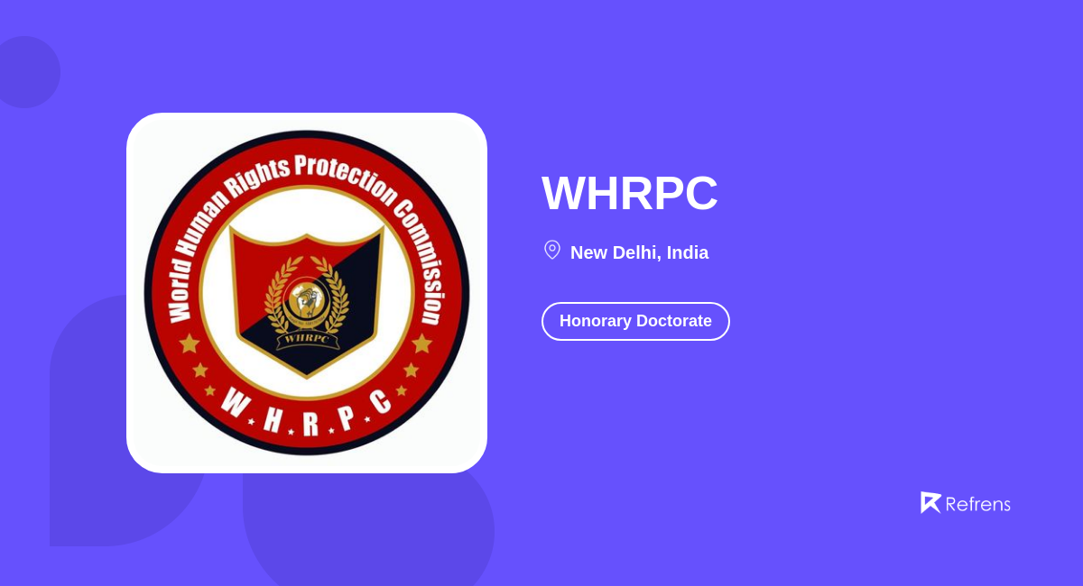 WHRPC | Honorary Doctorate, New Delhi -Refrens
