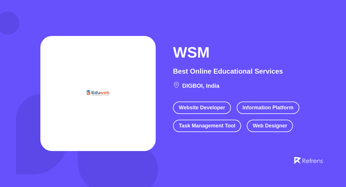 WSM | Website Developer, DIGBOI -Refrens