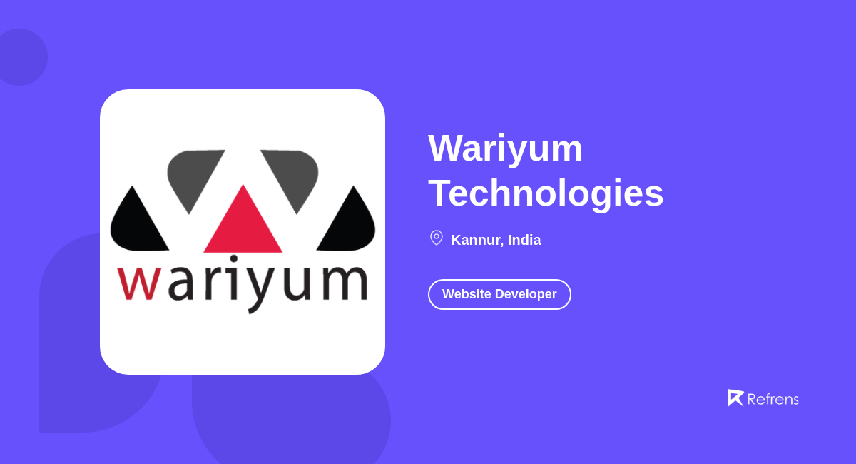 Wariyum Technologies | Website Developer, Kannur -Refrens
