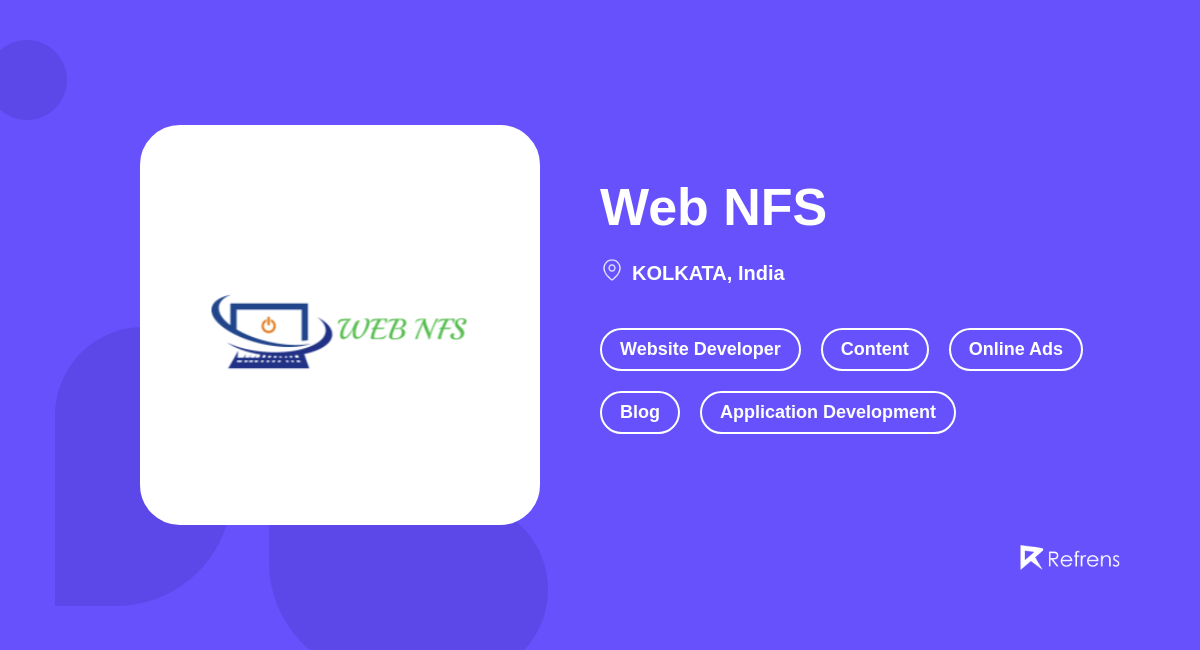 Web NFS | Website Developer, KOLKATA -Refrens