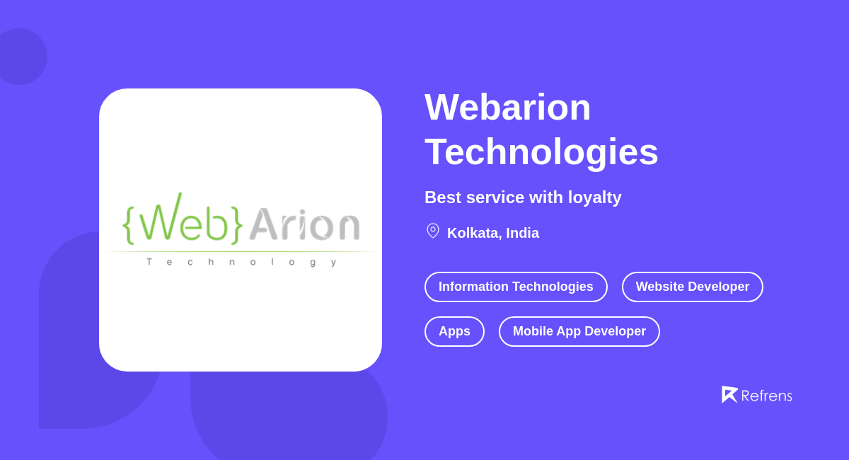 Webarion Technologies | Website Developer, Kolkata -Refrens