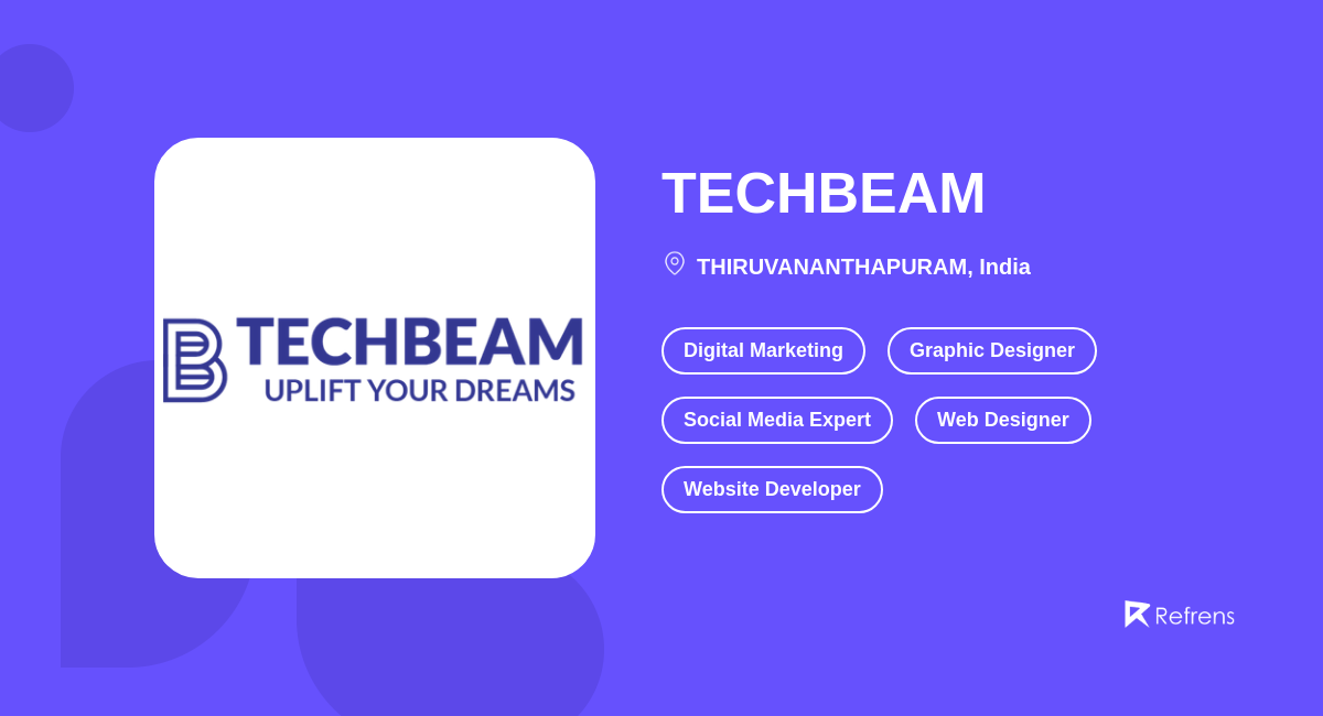 TECHBEAM | Website Developer, THIRUVANANTHAPURAM -Refrens