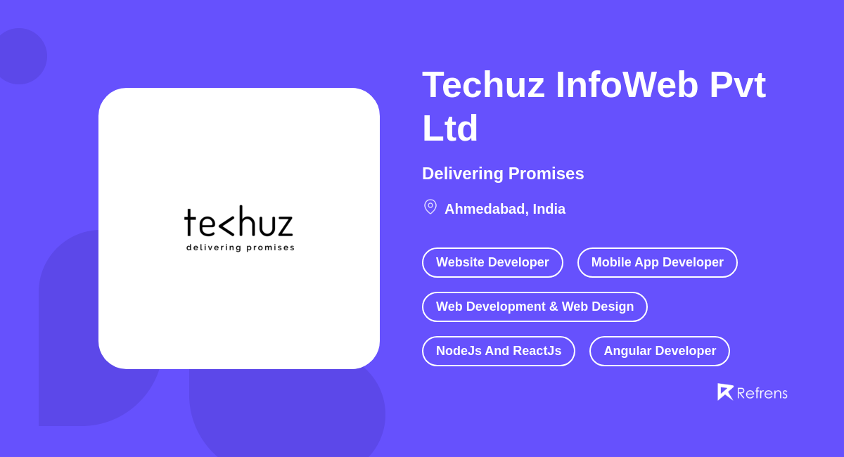 Techuz InfoWeb Pvt Ltd | Website Developer, Ahmedabad -Refrens