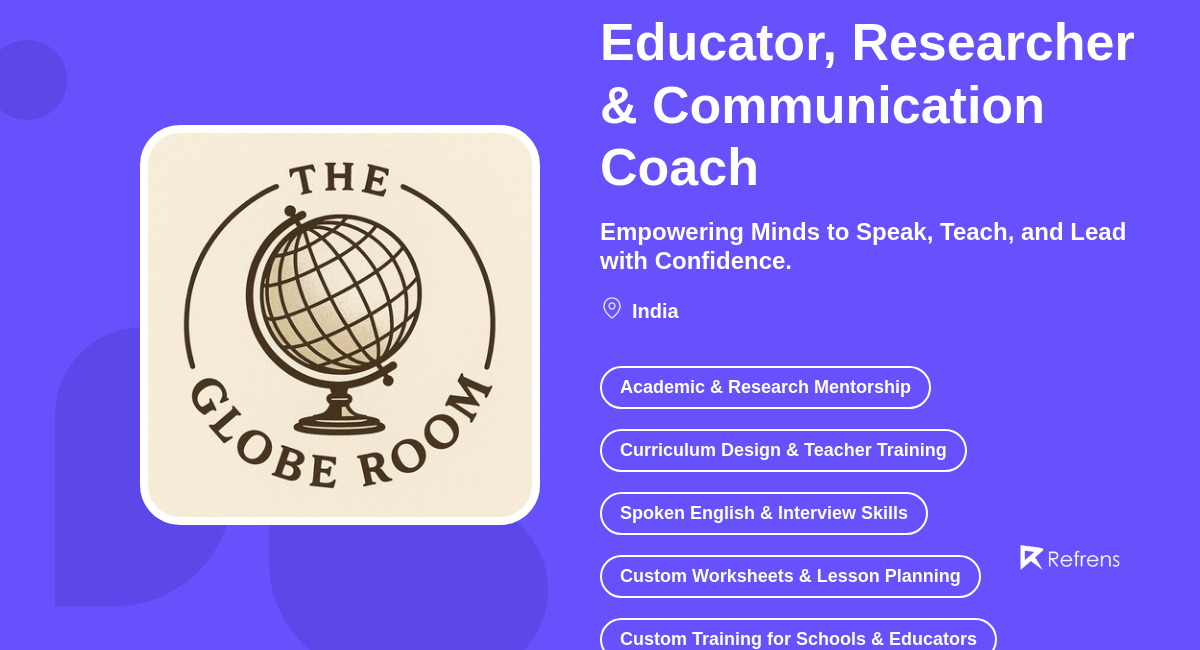 The Global Room - Educator, Researcher & Communication Coach | Academic ...