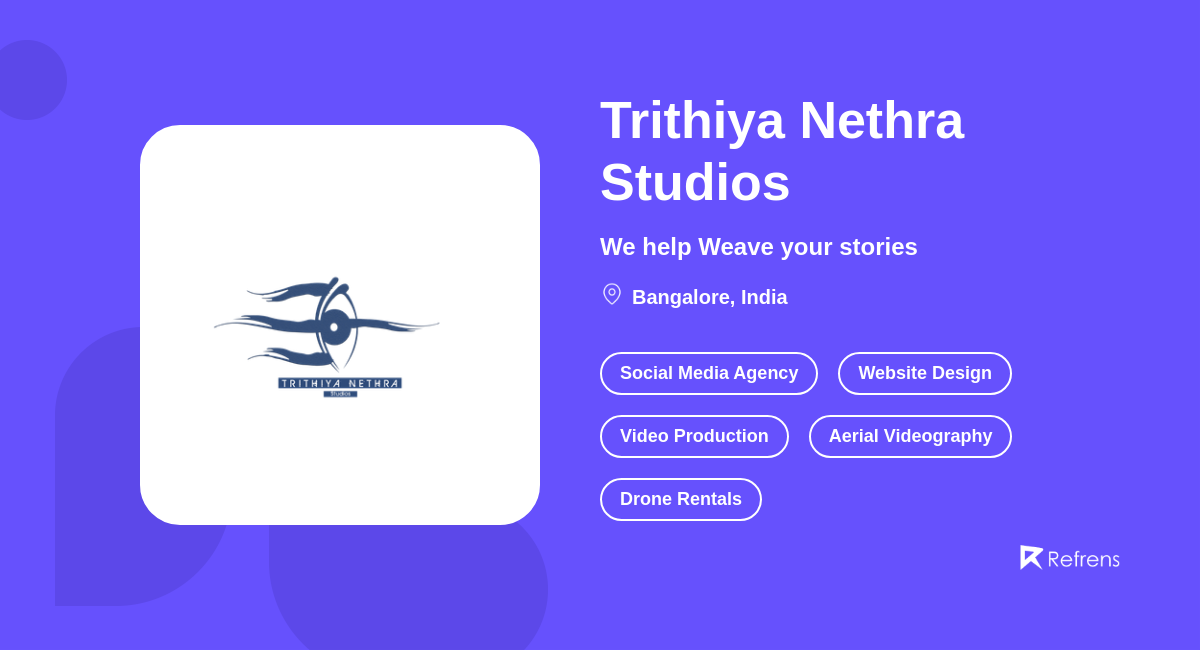 Trithiya Nethra Studios | Website Design, Bangalore -Refrens