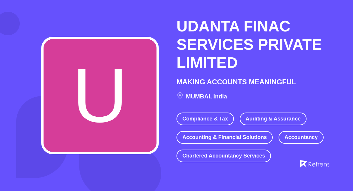 UDANTA FINAC SERVICES PRIVATE LIMITED | Compliance & Tax, MUMBAI -Refrens