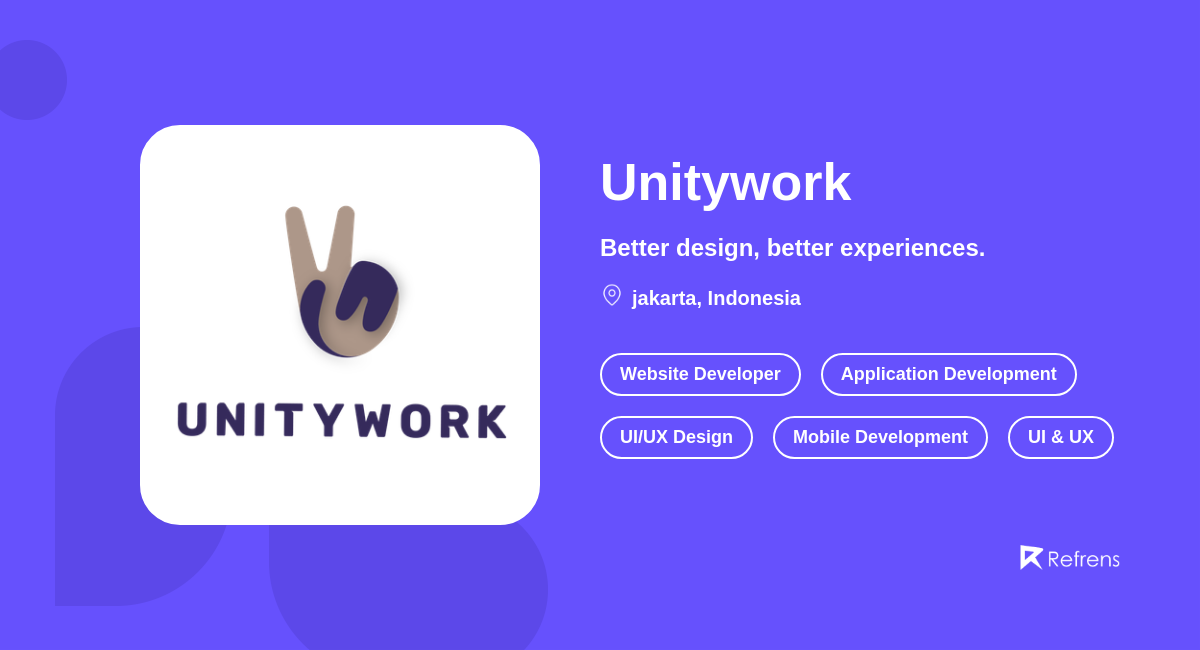 Unitywork | Website Developer, jakarta -Refrens