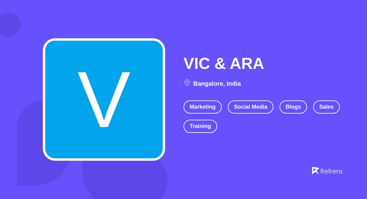 VIC & ARA | Marketing, Bangalore -Refrens