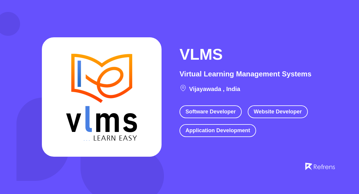 VLMS | Website Developer, Vijayawada -Refrens
