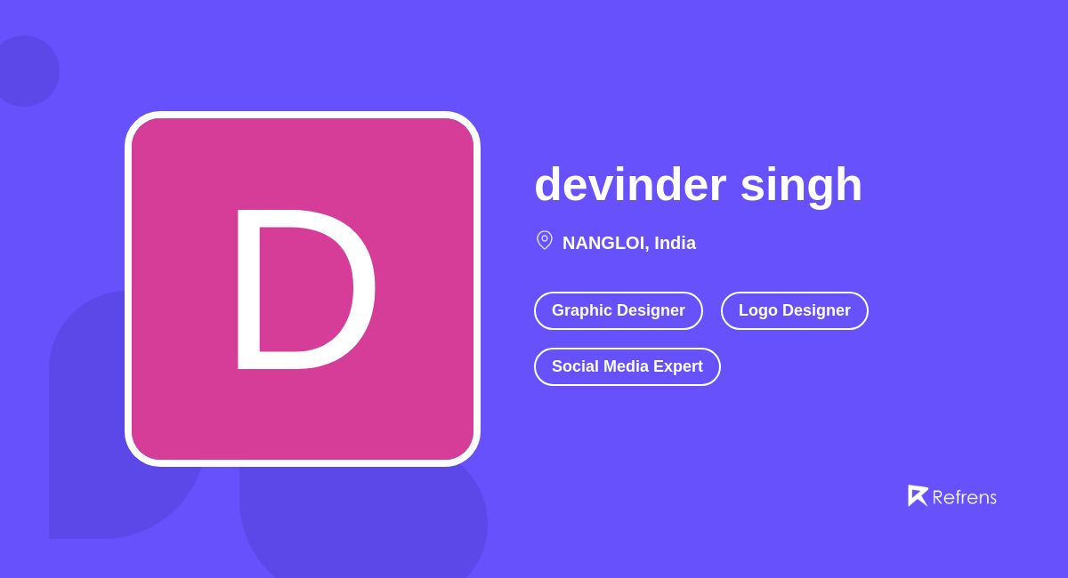 devinder singh | Logo Designer, NANGLOI -Refrens