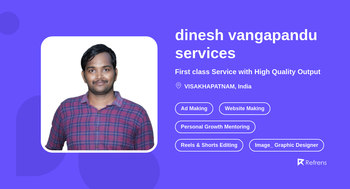dinesh vangapandu services | Website Making, VISAKHAPATNAM -Refrens
