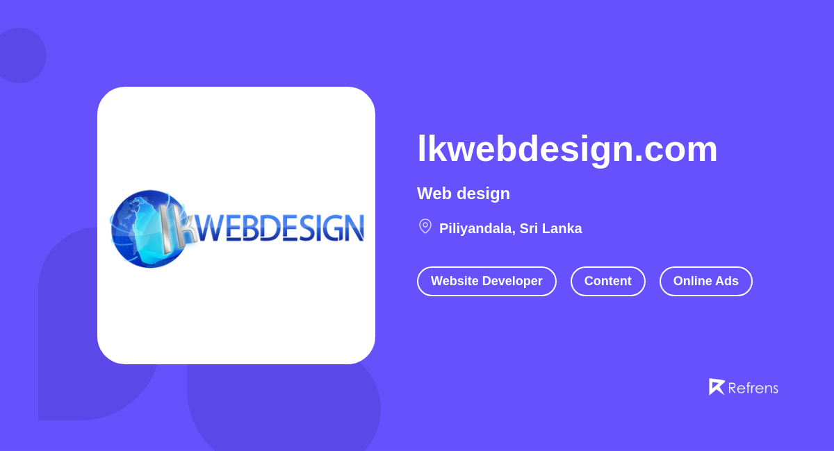 lkwebdesign.com | Website Developer, Piliyandala -Refrens
