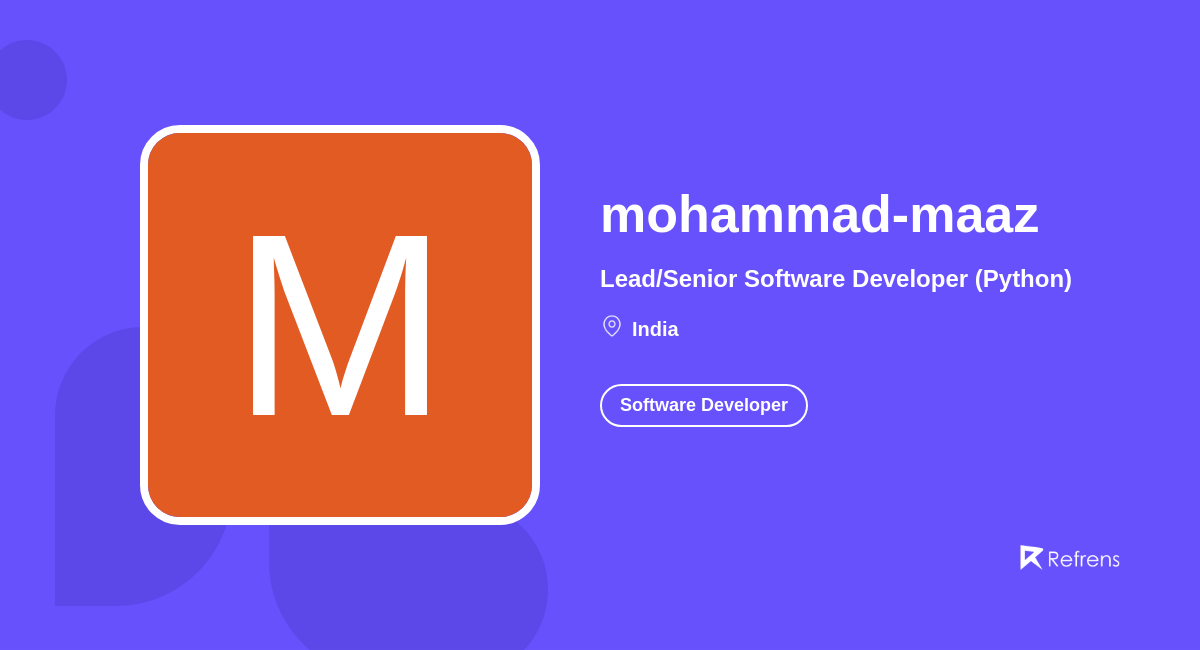 mohammad-maaz | Software Developer -Refrens