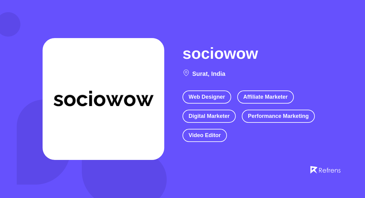 sociowow | Website Developer, Surat -Refrens