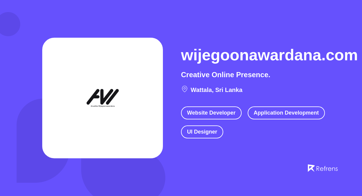 wijegoonawardana.com | Website Developer, Wattala -Refrens