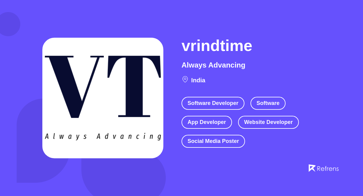 vrindtime | Website Developer -Refrens